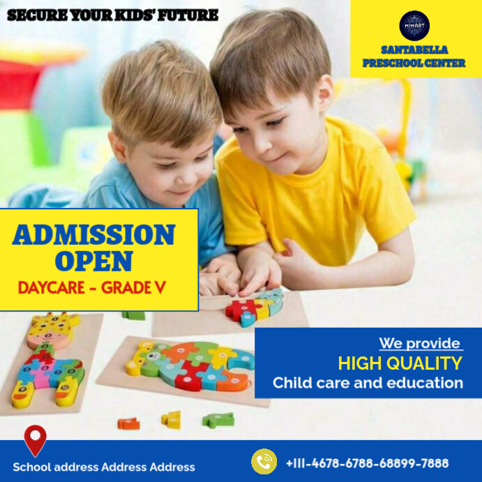 Copy of Preschool Admission Open Flyer | Daycare & Childcare Center Promo | PosterMyWall